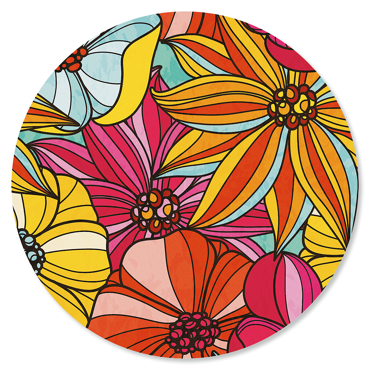Colorful Flowers Round Mouse Pad | Colorful Images