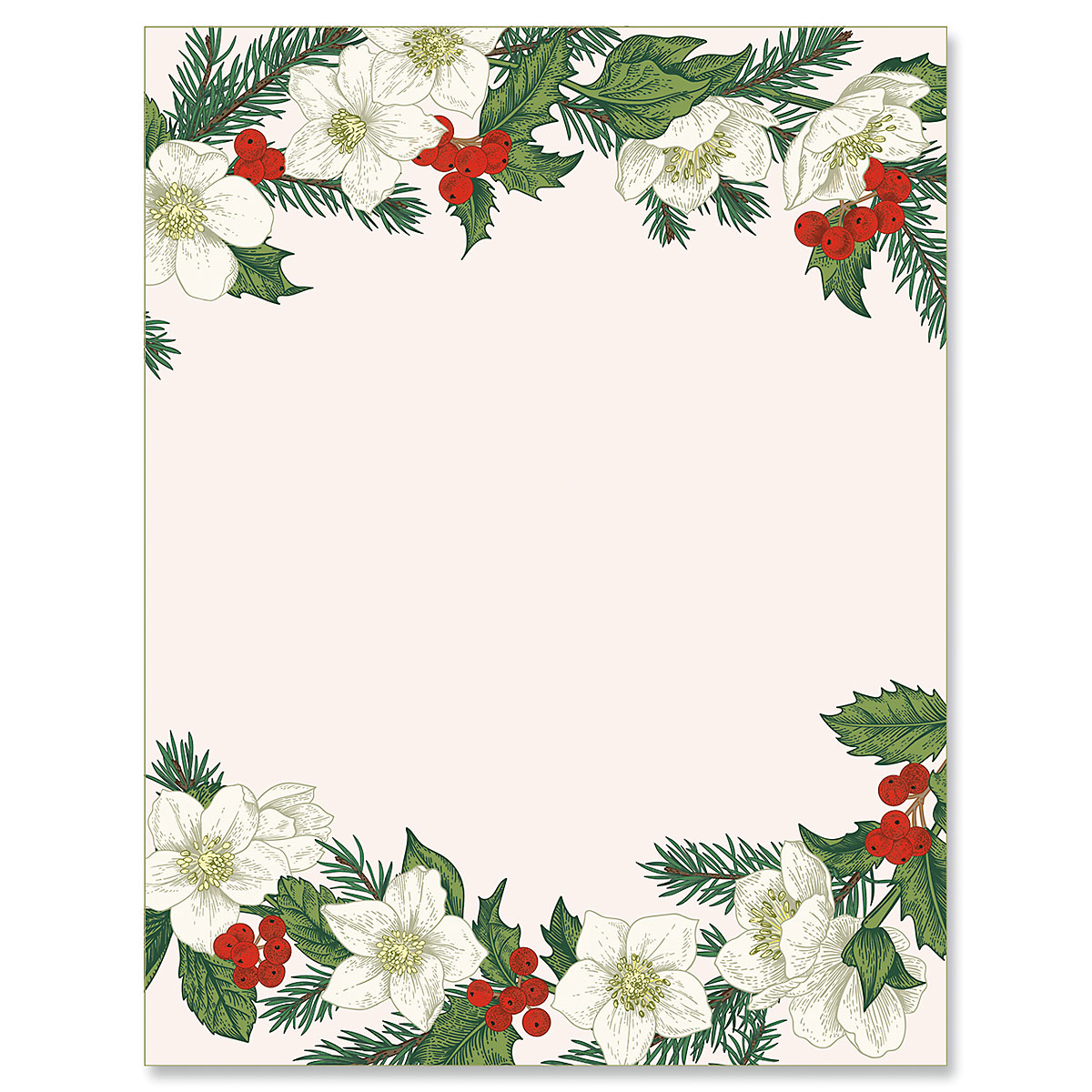 Winter Berries Christmas Letter Papers | Colorful Images