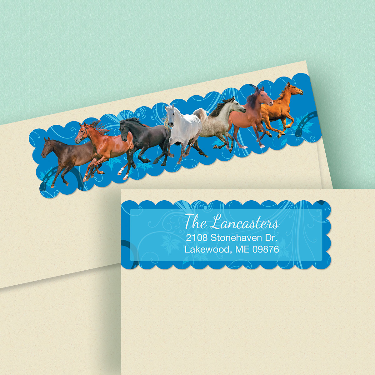 Thoroughbred Connect Wrap Diecut Address Labels | Colorful Images