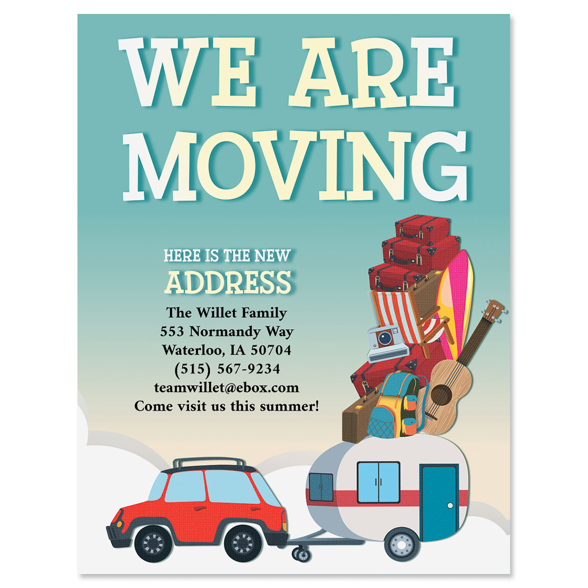 Packed Up New Address Postcards | Colorful Images