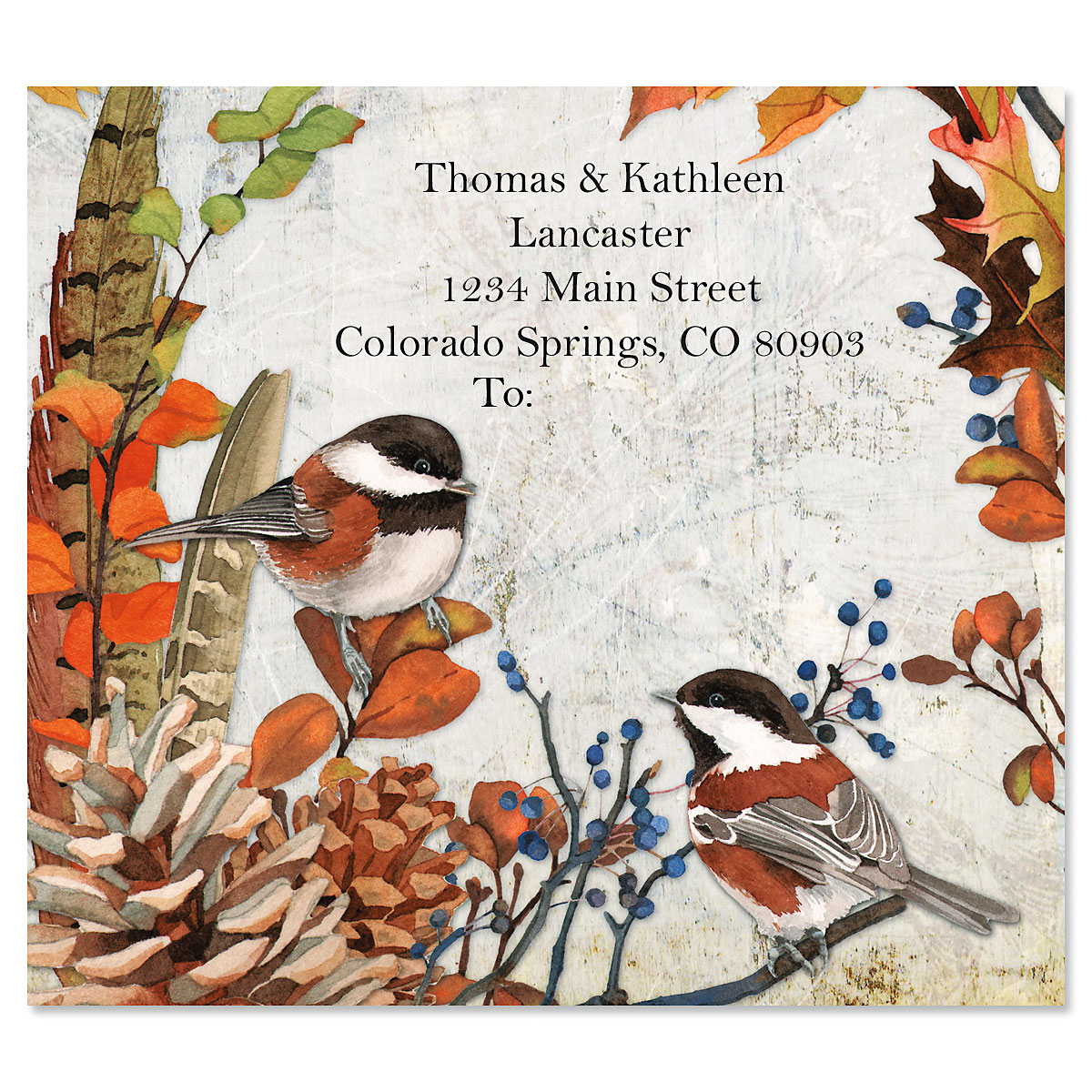 Fall Chickadees Package Labels | Colorful Images