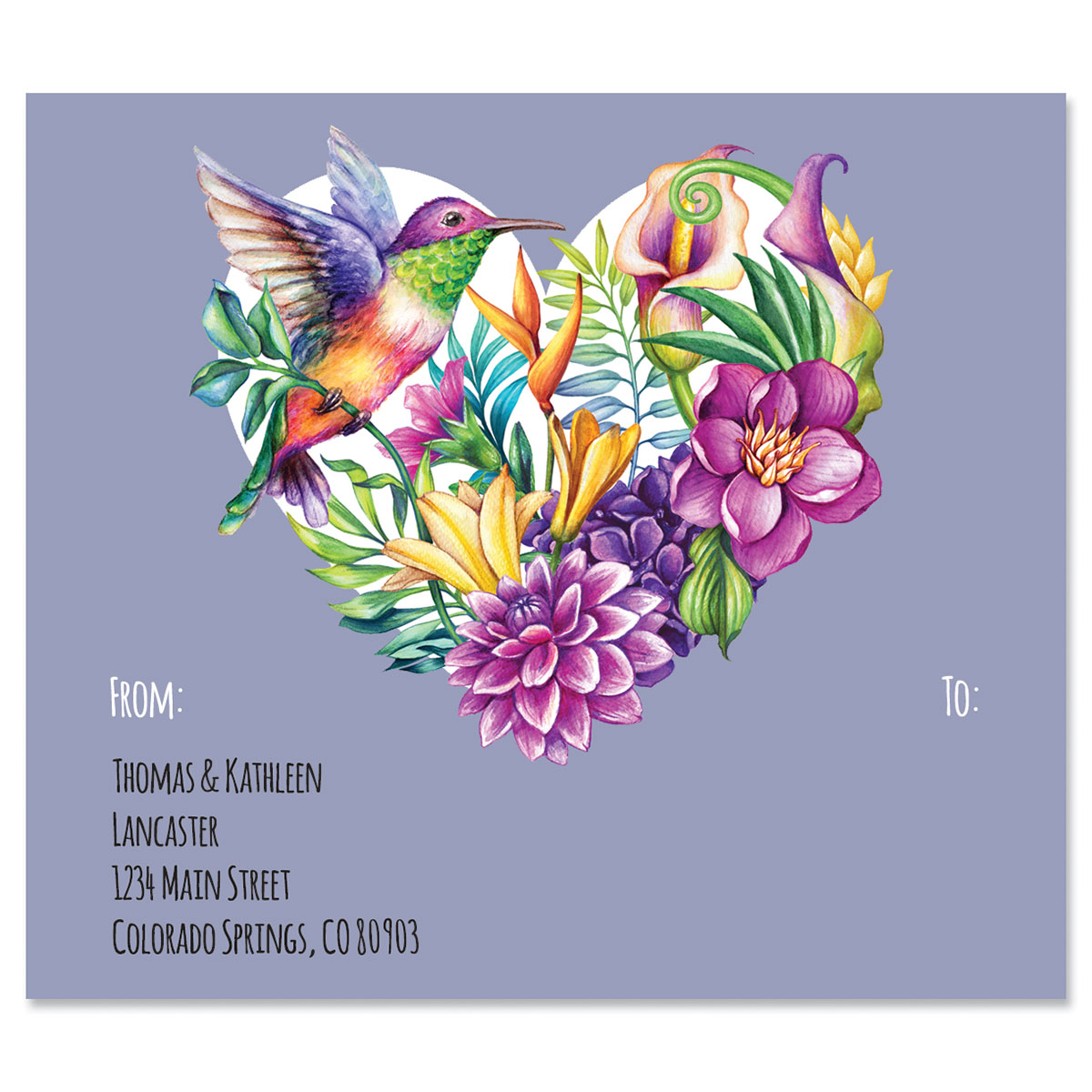 Hummingbird Heart Package Labels | Colorful Images