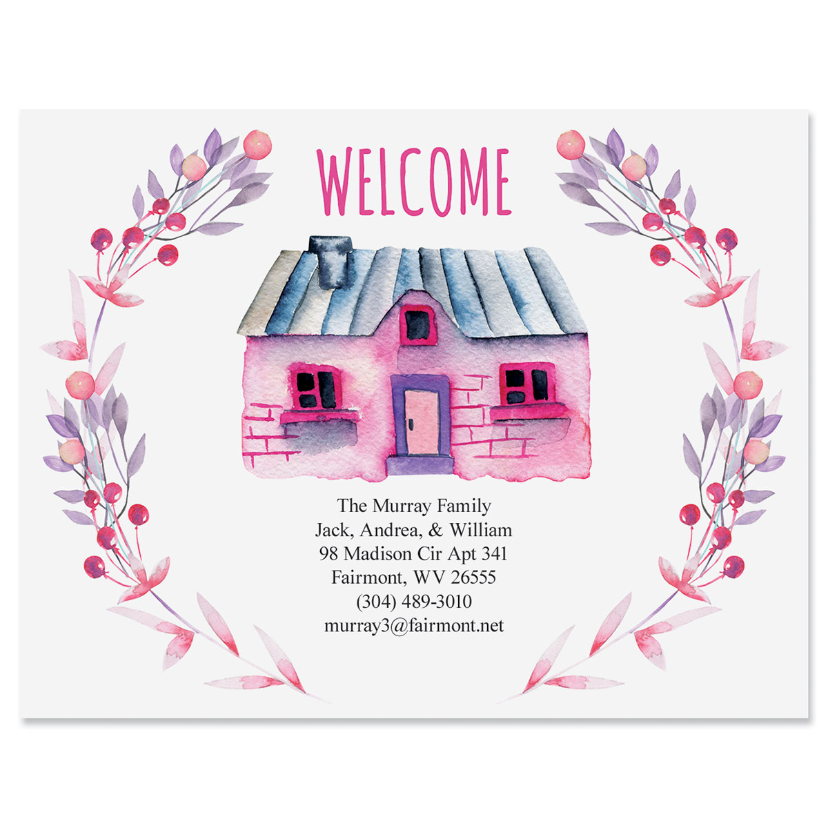 Family Home New Address Postcards | Colorful Images