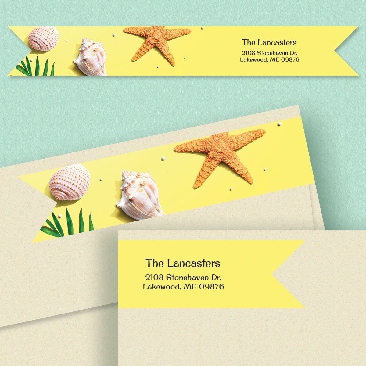 Pastel Sea Star Connect Wrap Diecut Address Labels | Colorful Images