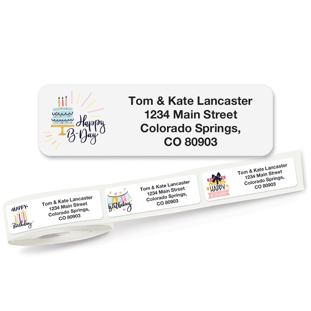 Let's Party Rolled Address Labels - Roll of 250 | Colorful Images