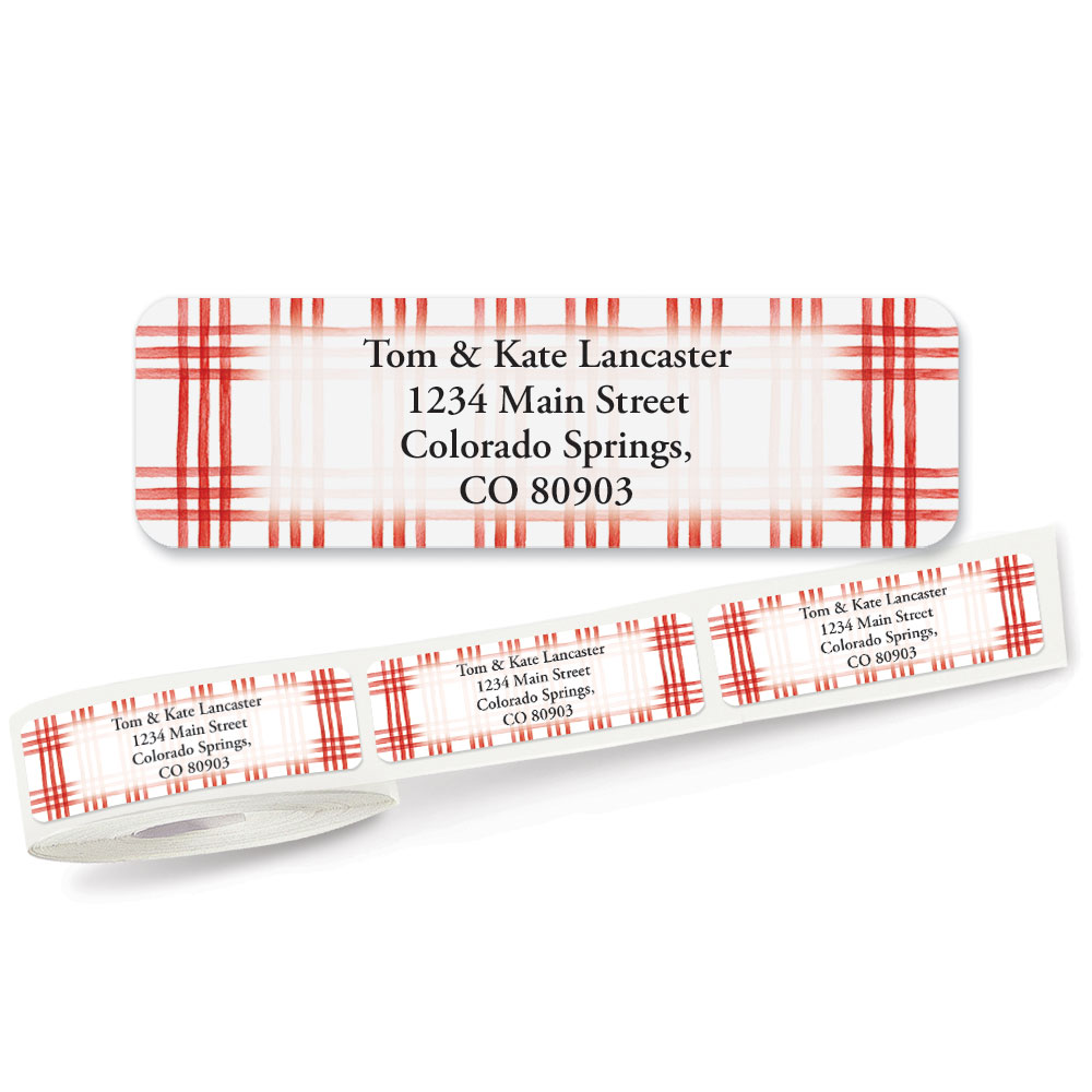 Red Plaid Return Address Labels | Colorful Images