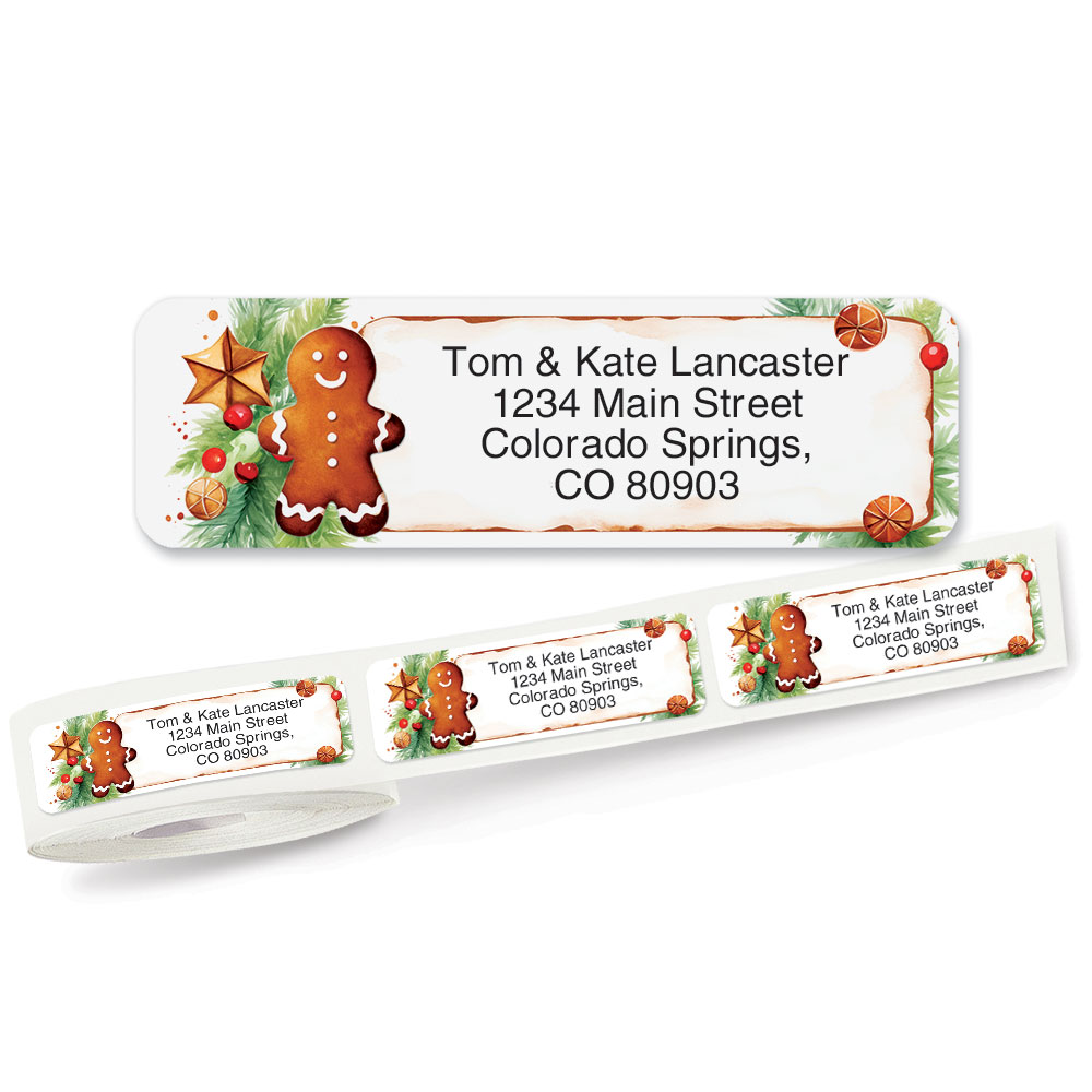 Gingerbread Man Rolled Return Address Labels 480764 | Colorful Images