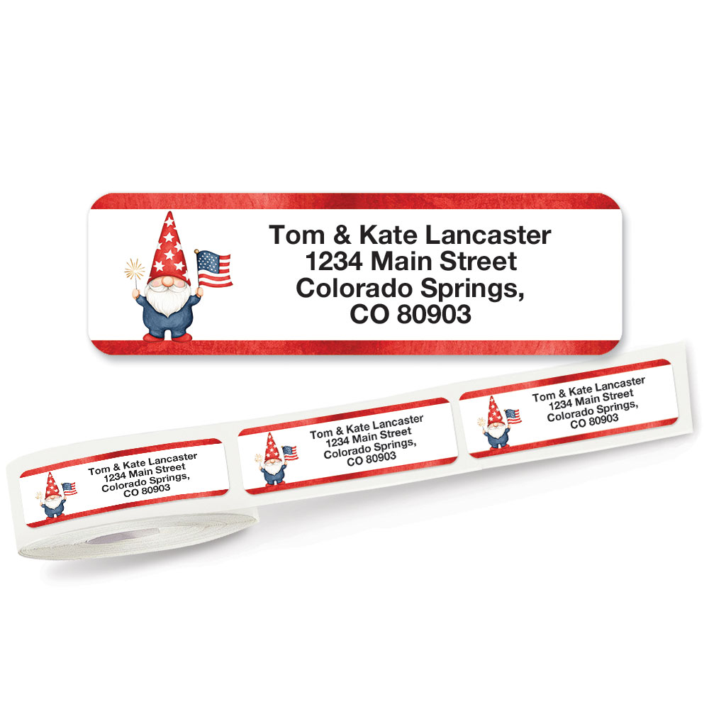 American Gnome Rolled Return Address Labels | Colorful Images