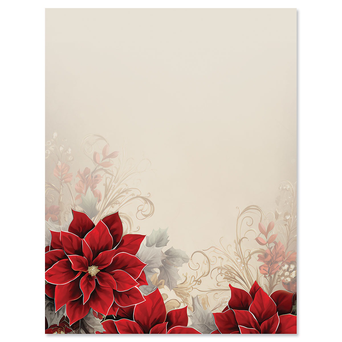 Poinsettia Corner Christmas Letter Papers | Colorful Images