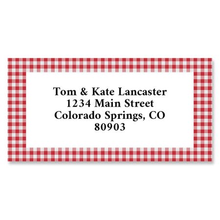 Red Gingham Border Return Address Labels | Colorful Images
