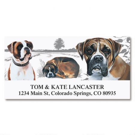 Dog Breed Deluxe Address Labels (15 Designs)-Boxer-Y1735R | Colorful Images
