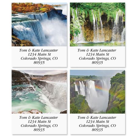 Top Ten Waterfalls Select Return Address Labels | Colorful Images