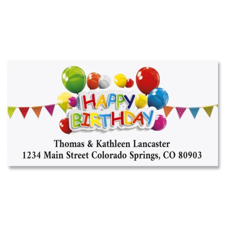 Happy Birthday Deluxe Address Labels | Colorful Images