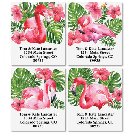 Tropical Flamingos Select Return Address Labels (4 Designs) | Colorful ...