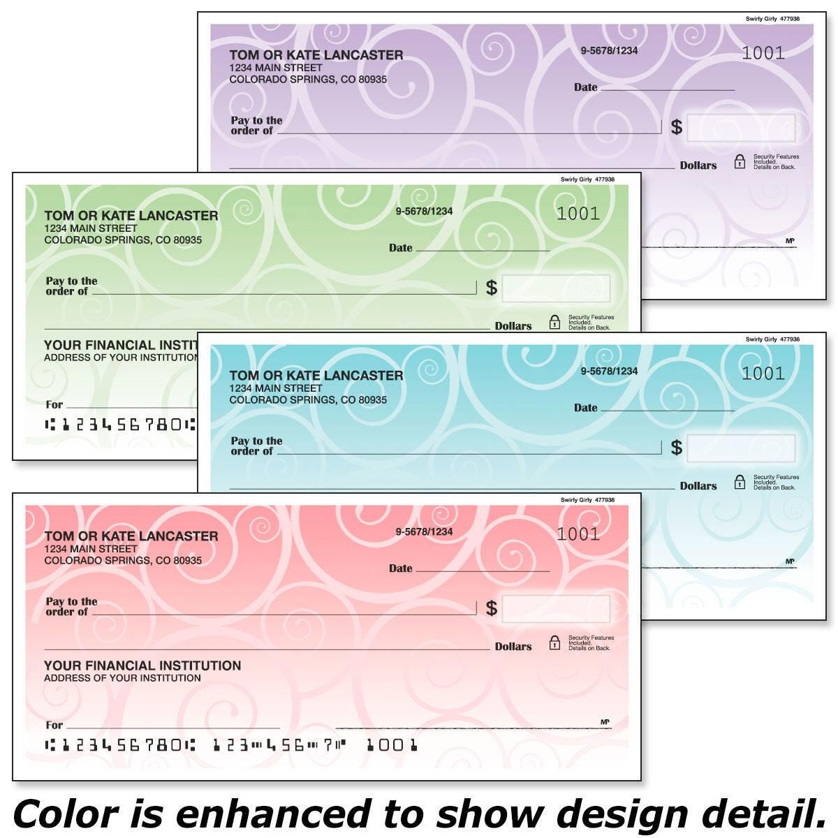 Swirly Girly Personal Checks | Colorful Images