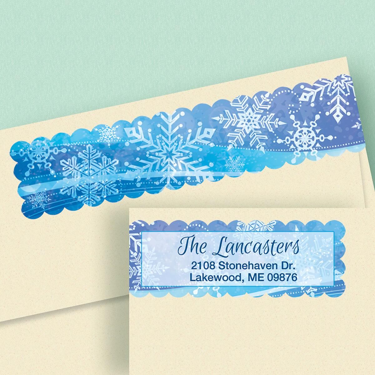 Snowflake Connect Wrap Diecut Address Labels | Colorful Images