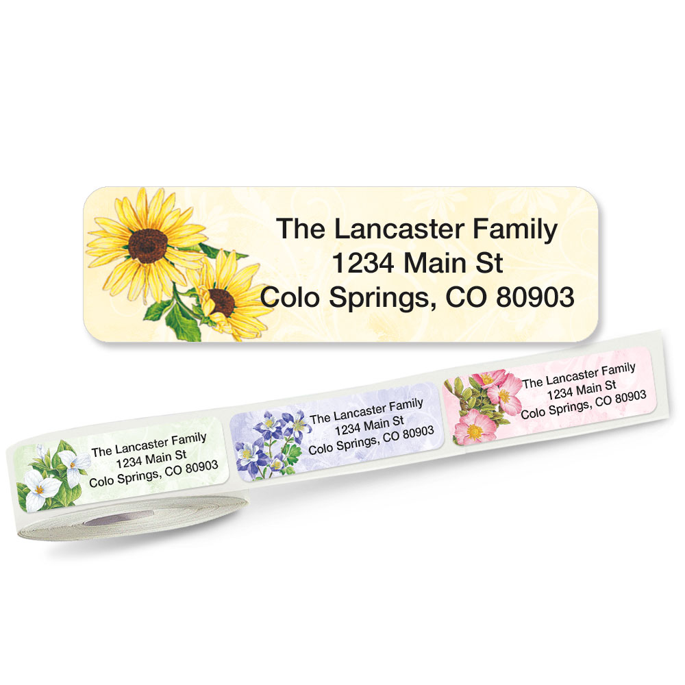 Spring Floral Rolled Address Labels | Colorful Images