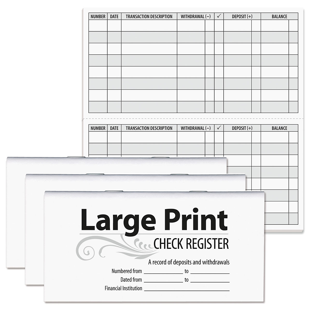 Large Print Check Registers | Colorful Images