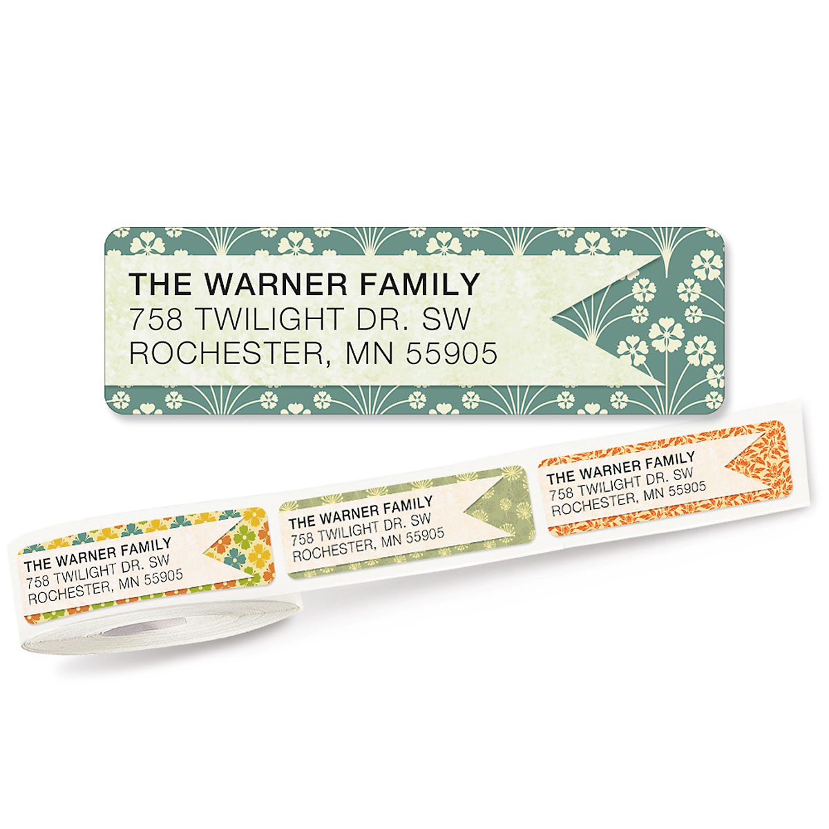 Blossom Banner Rolled Address Labels | Colorful Images