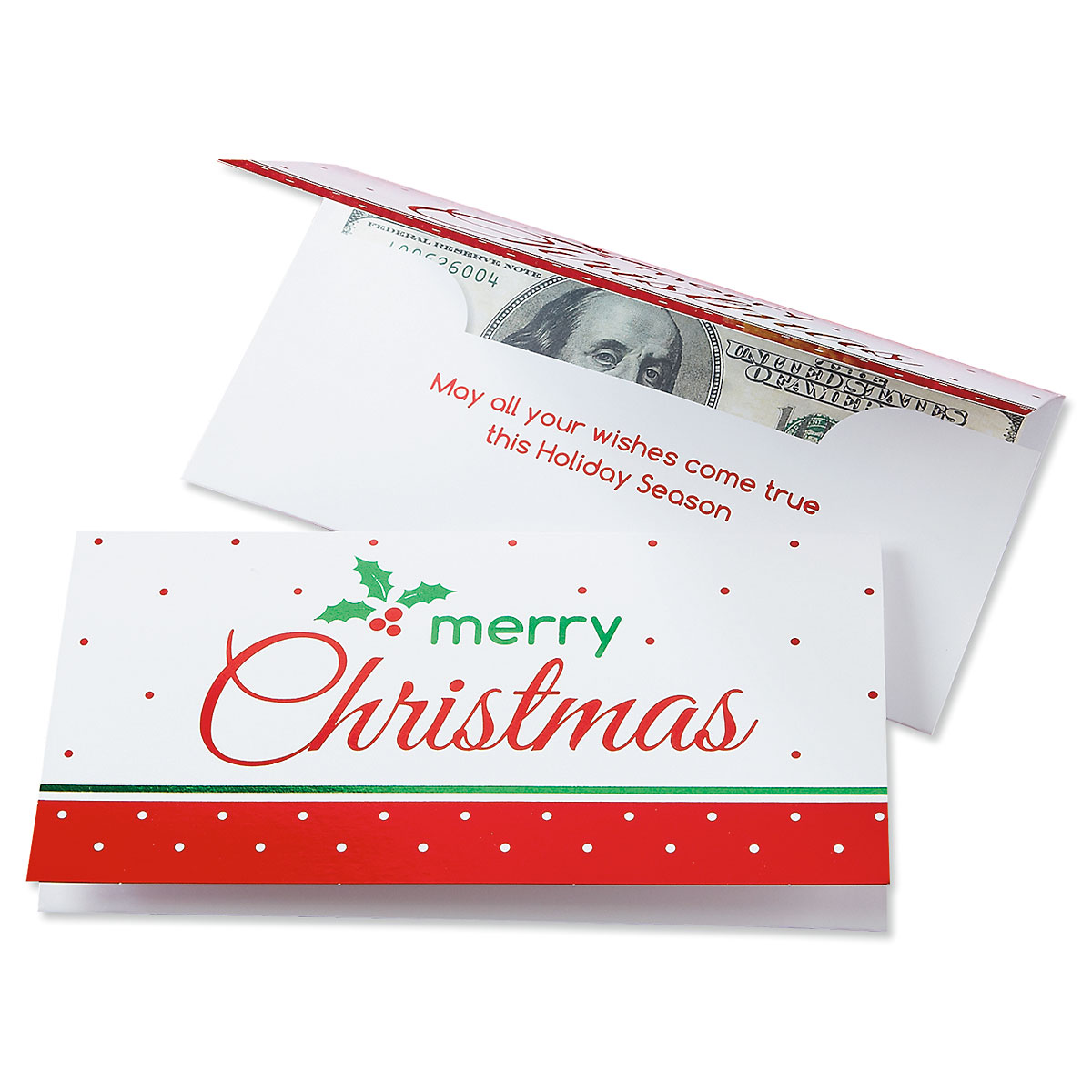 Foil Merry Christmas Cash Card Holders | Colorful Images