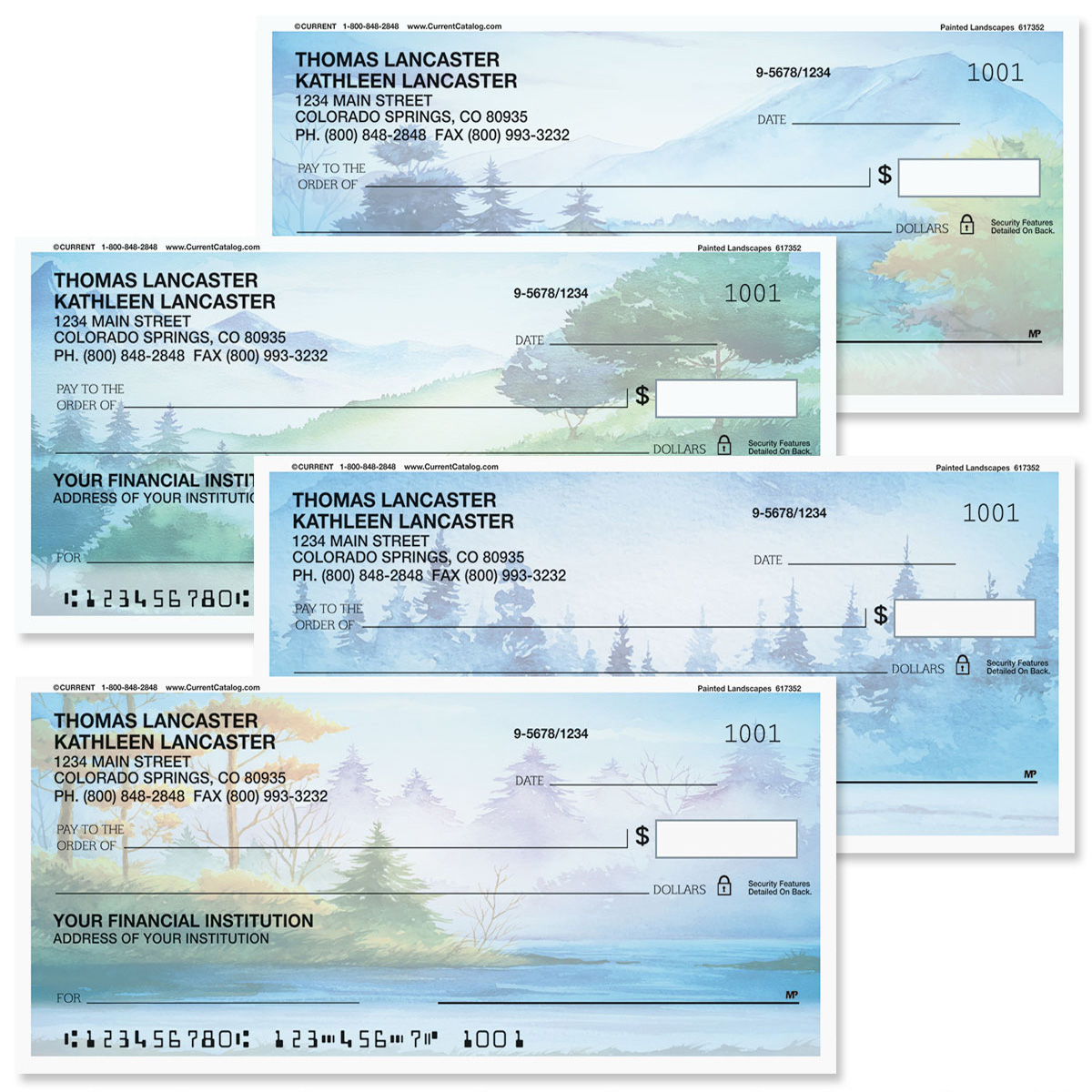 Painted Landscapes Personal Checks | Colorful Images