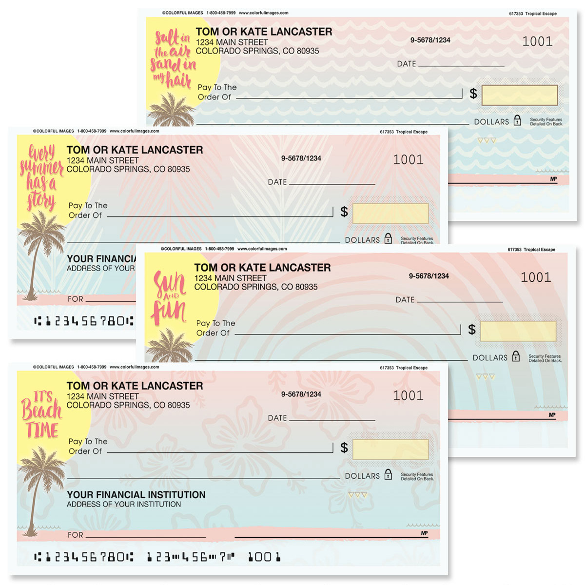 Tropical Escape Personal Checks | Colorful Images
