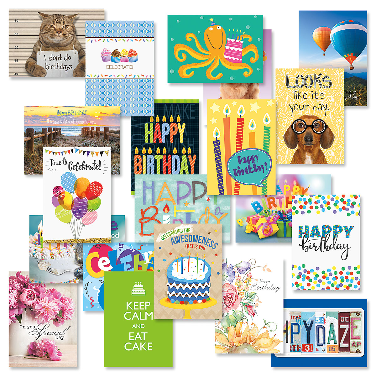 Mega Happy Birthday Cards Value Pack - Set of 40 | Colorful Images