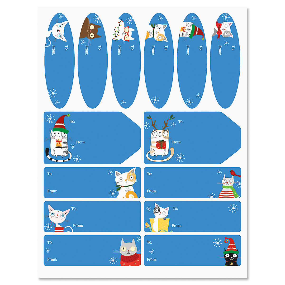 Christmas Cats To/From Labels | Colorful Images