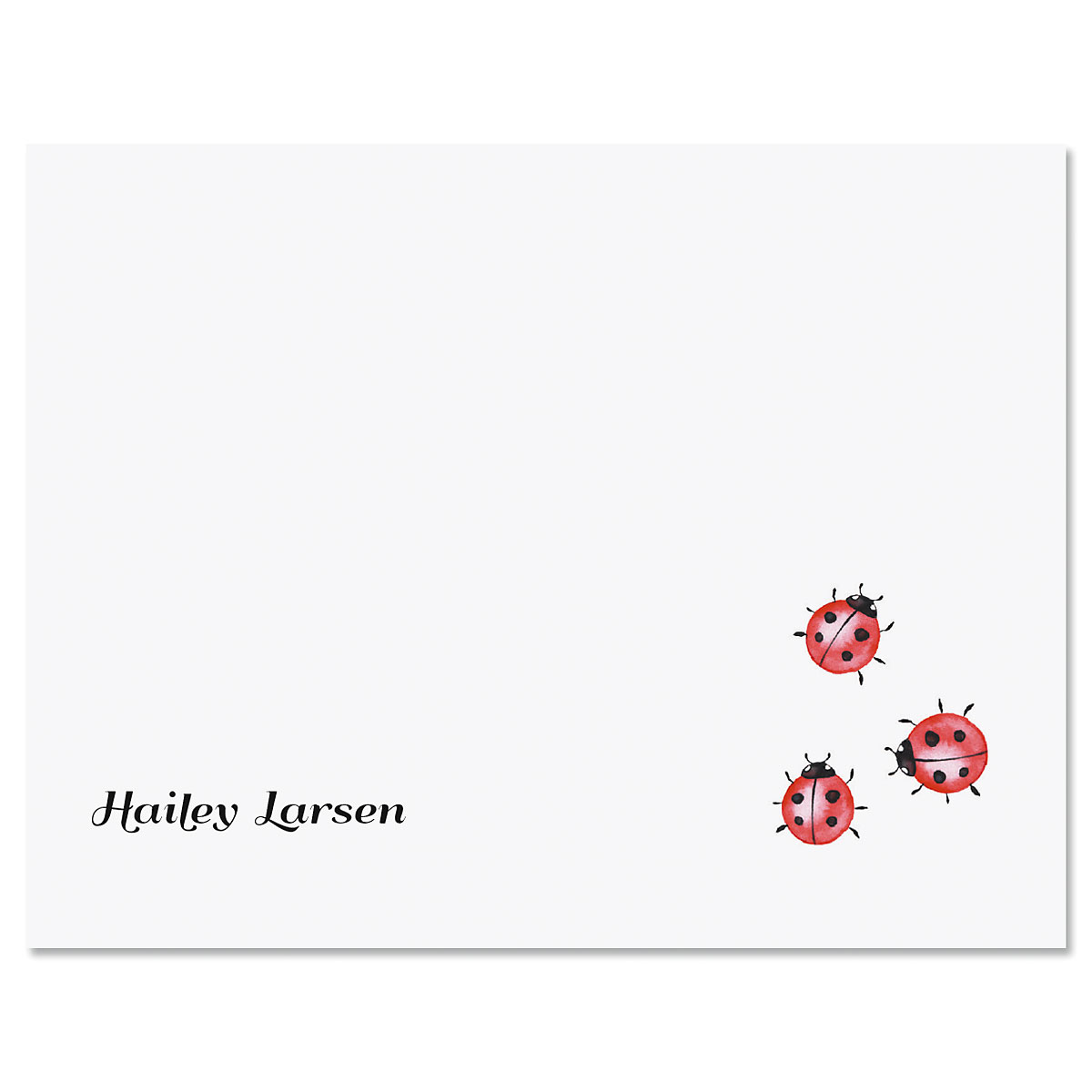 Three Little Ladybugs Custom Note Cards | Colorful Images