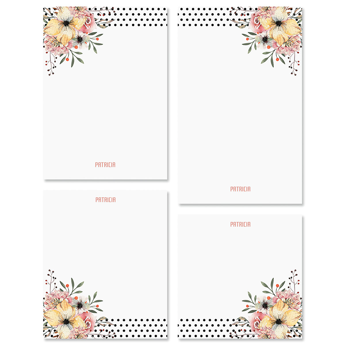 Floral Dots Custom Memo Pad Sets | Colorful Images