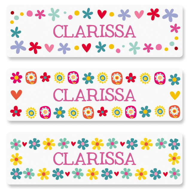 Personalized Mini Flowers Name Stickers | Colorful Images