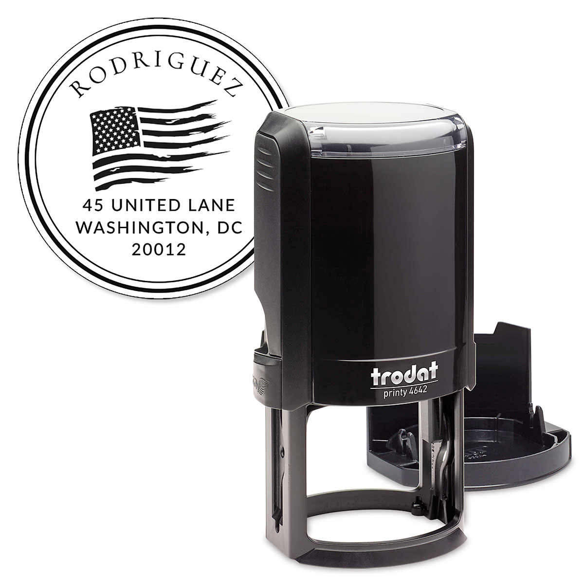 Custom Patriotic Self inking Round Address Stamp | Colorful Images