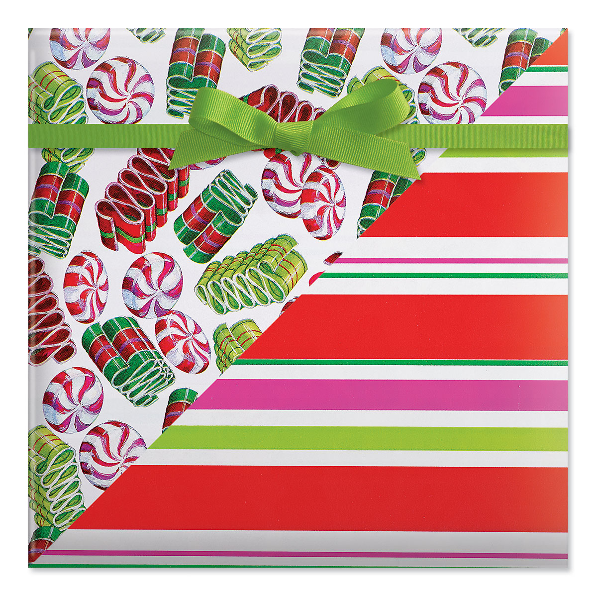 Ribbon Candy Double-Sided Jumbo Rolled Gift Wrap | Colorful Images
