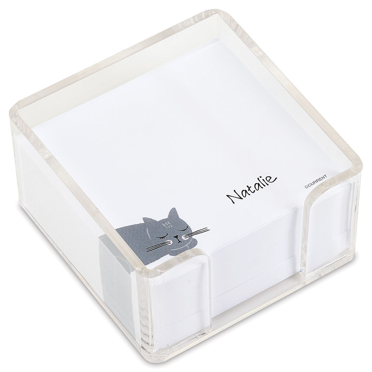Gray Cat Personalized Note Sheets in a Cube | Colorful Images