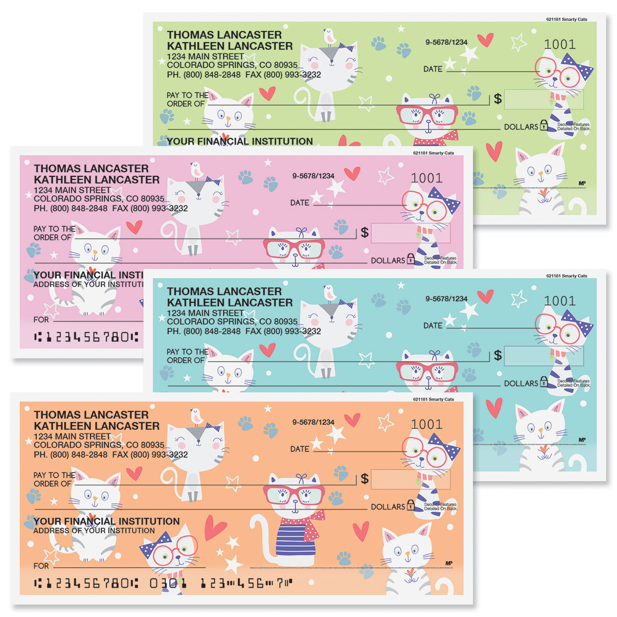 Smarty Cats Personal Checks | Colorful Images