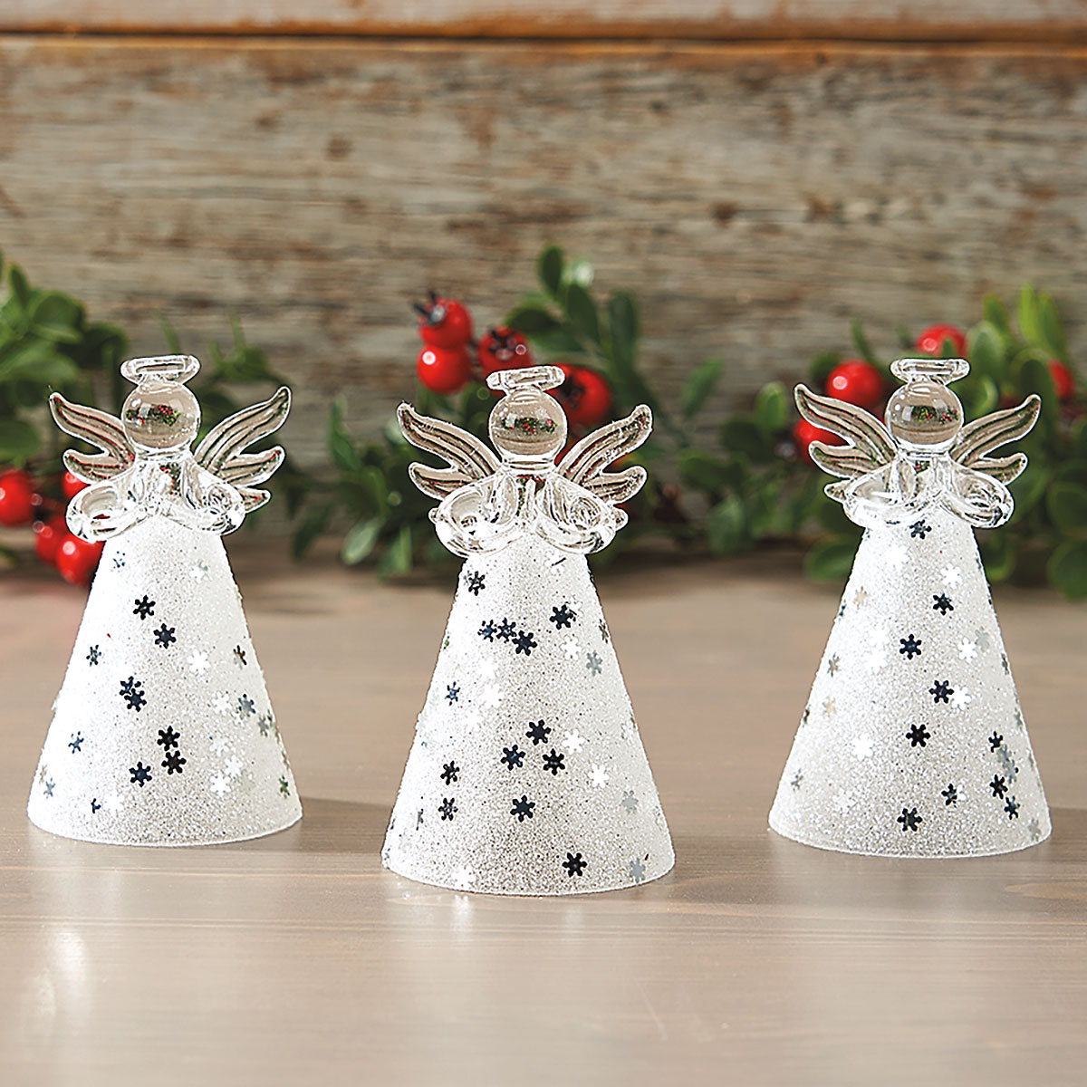 White Glitter Glass Angels | Colorful Images