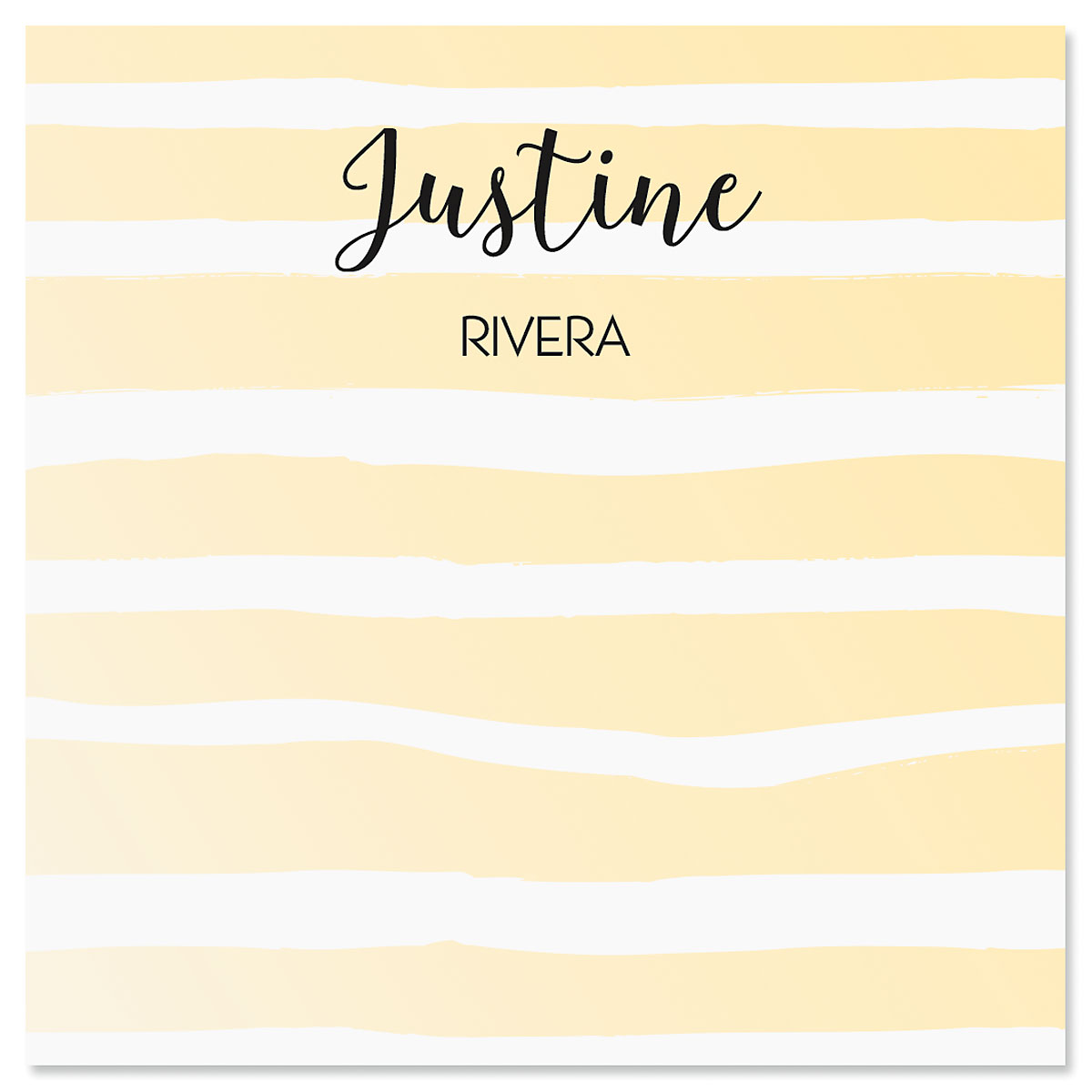 Yellow Island Stripes Personalized Note Sheets in a Cube Refill ...