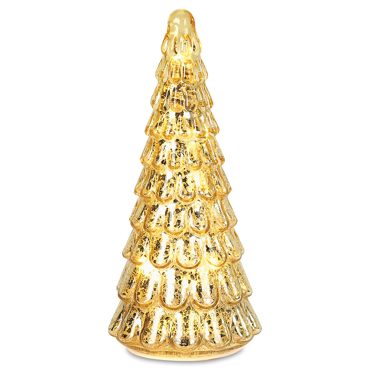 Mercury Glass Gold Scalloped LED Tree Decoration | Colorful Images