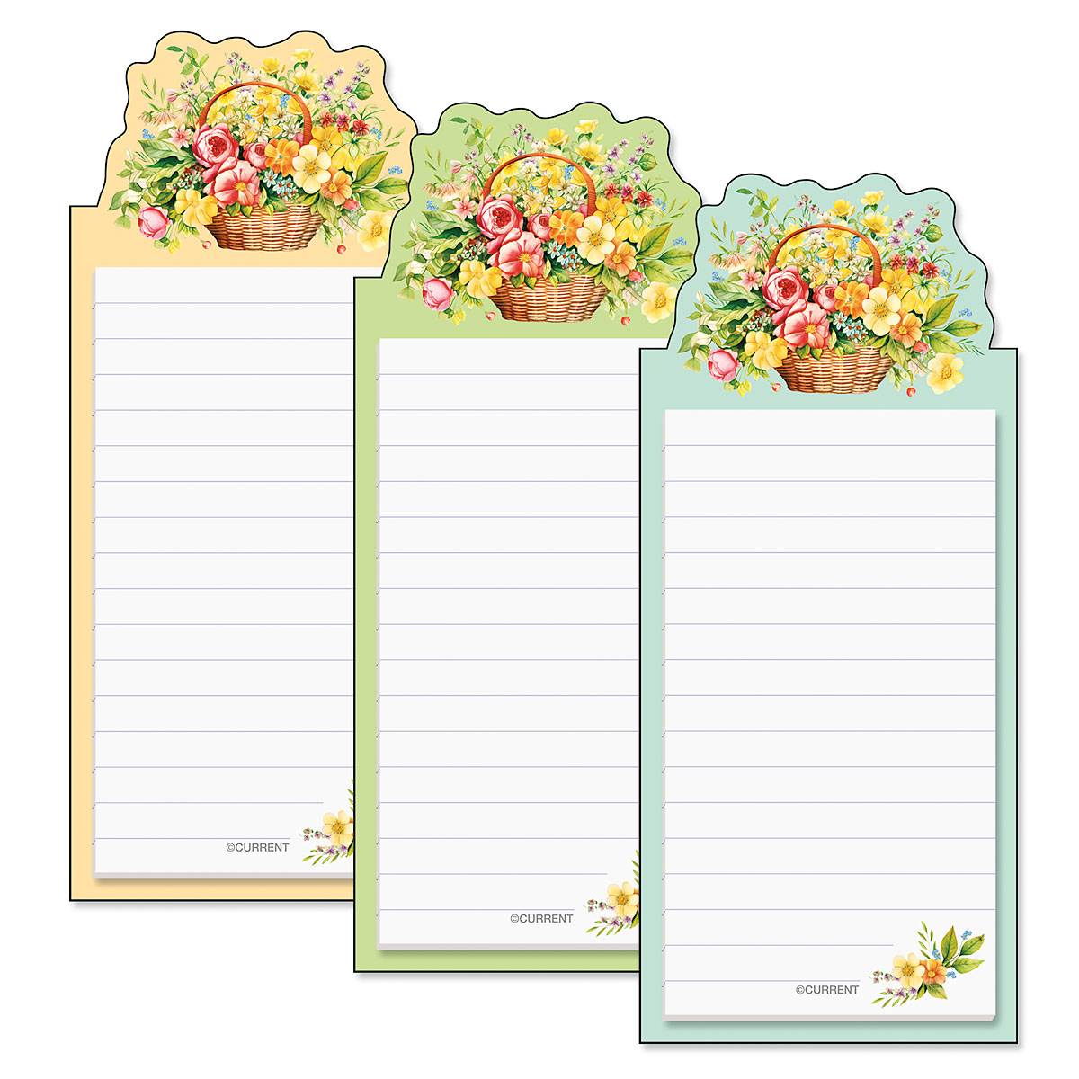 Diecut Flower Basket Magnetic Memo Pad | Colorful Images