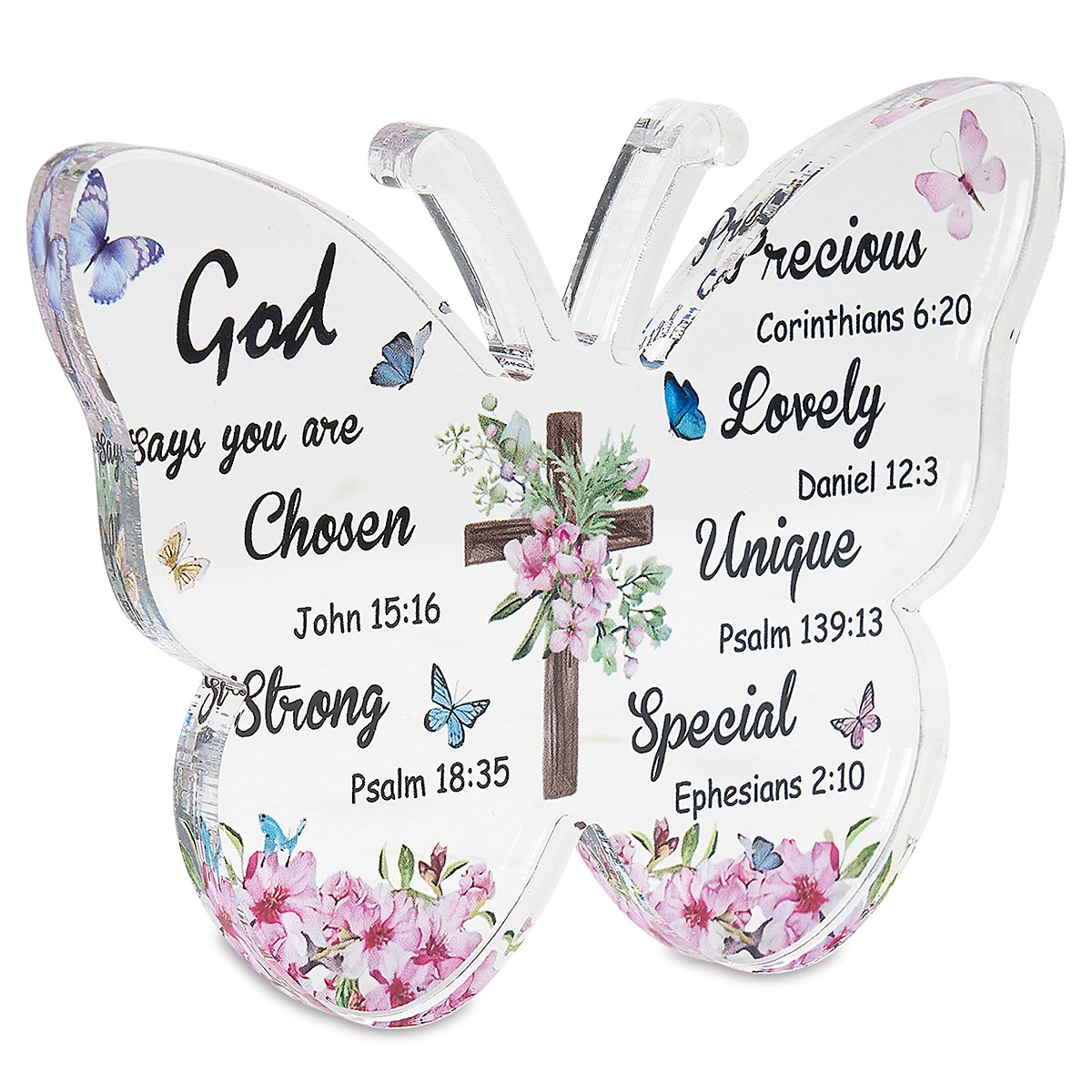 Acrylic Butterfly Deco with Bible Verse | Colorful Images