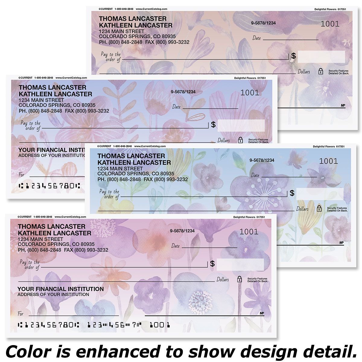 Delightful Flowers Personal Checks | Colorful Images