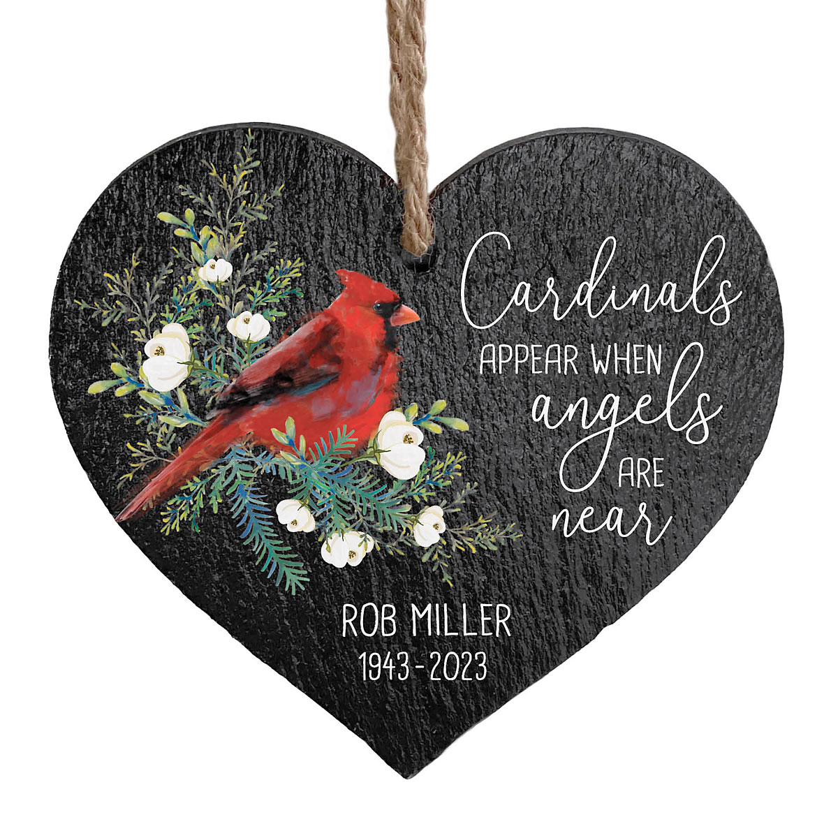 Cardinals Appear Personalized Hanging Slate Heart | Colorful Images