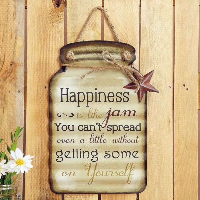 Happiness Tin Mason Jar Wall Sign | Colorful Images