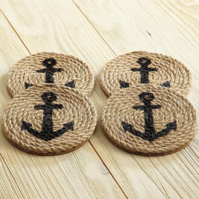 Hemp Rope and Anchor Coasters | Colorful Images