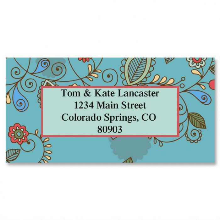 Paisley Border Return Address Labels | Colorful Images