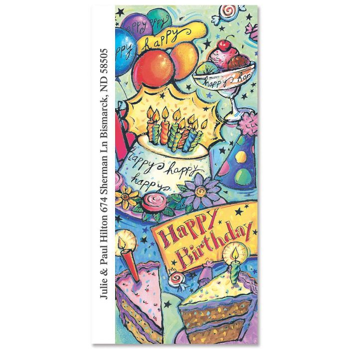Happy Birthday Oversized Return Address Labels | Colorful Images