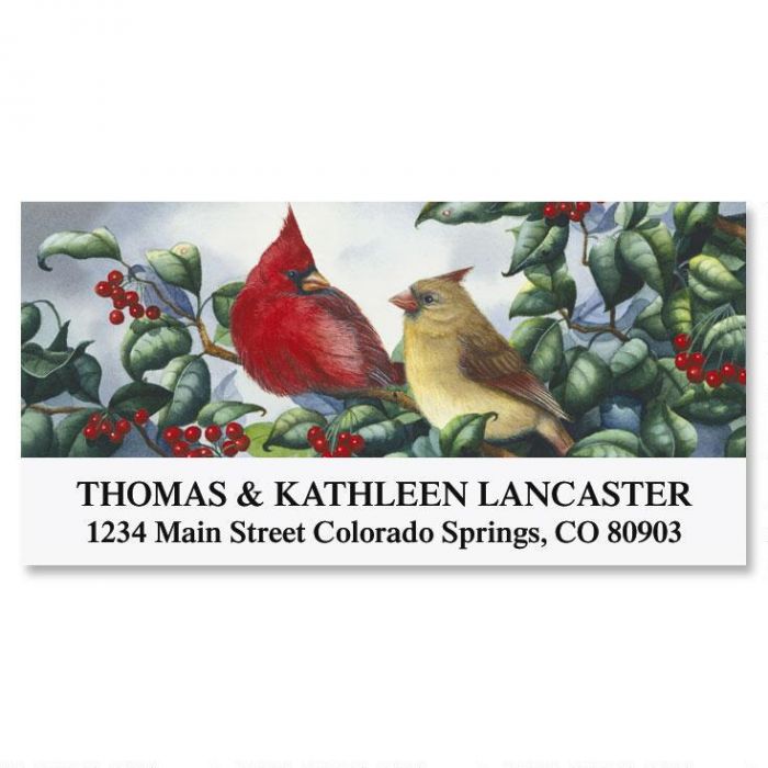 Cardinal Pair Deluxe Address Labels | Colorful Images