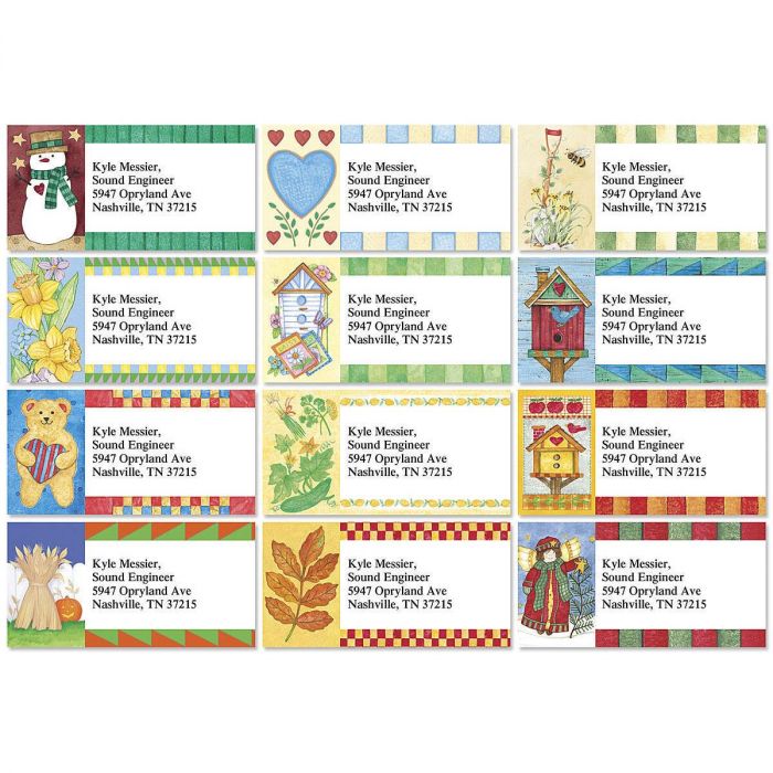 Country Seasonal Year-Round Border Return Address Labels | Colorful Images