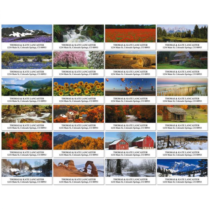 Seasons Across America Address Labels | Colorful Images