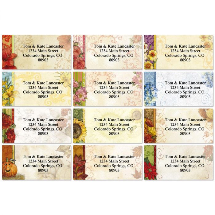 Every Season of Flowers Address Labels | Colorful Images
